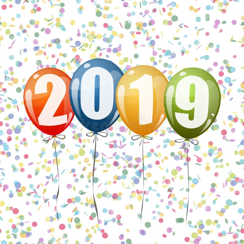 New Year 2019 balloons stock vector. Illustration of holiday - 131918584