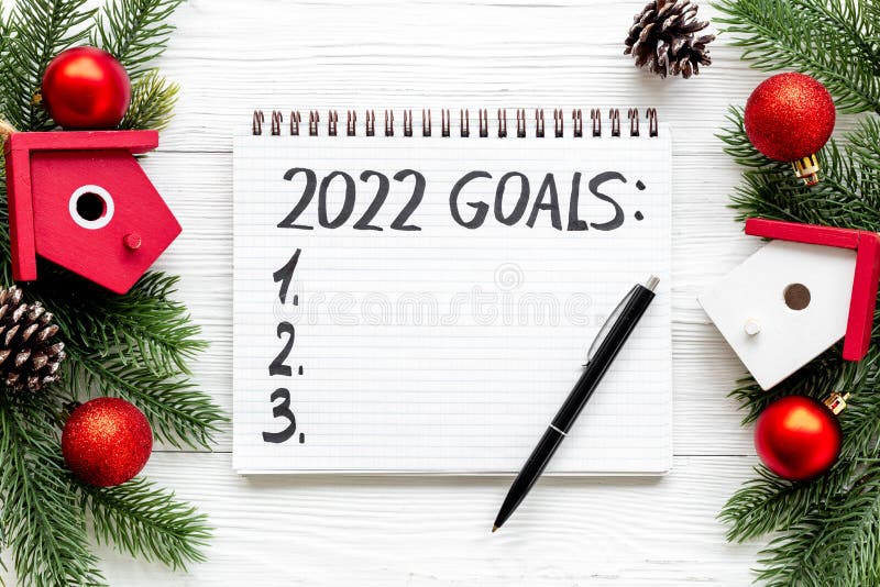 New Year Beginning Solution Goals Concept - Hand Writing Text, Top View ...