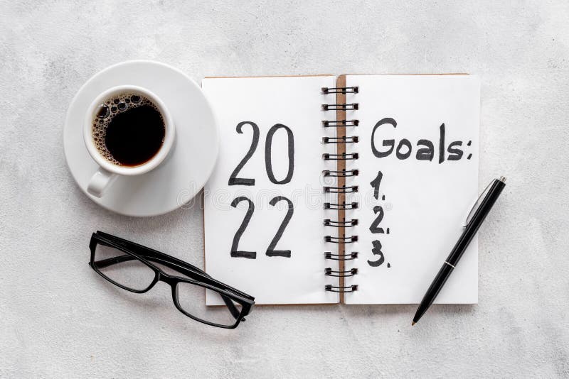 New Year Beginning Solution Goals Concept - Hand Writing Text, Top View ...