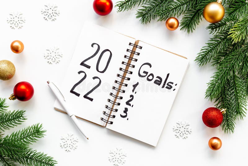 New Year Beginning Solution Goals Concept - Hand Writing Text, Top View ...