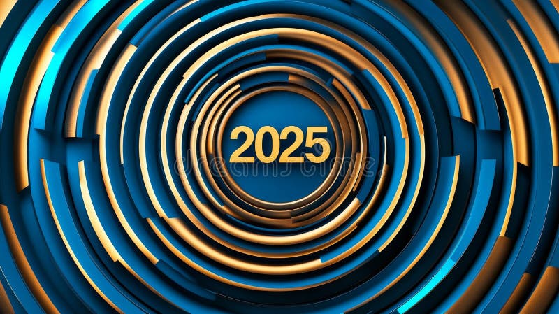 2025 New Year New Beginnings Abstract Design Abstract Blue and Gold ...