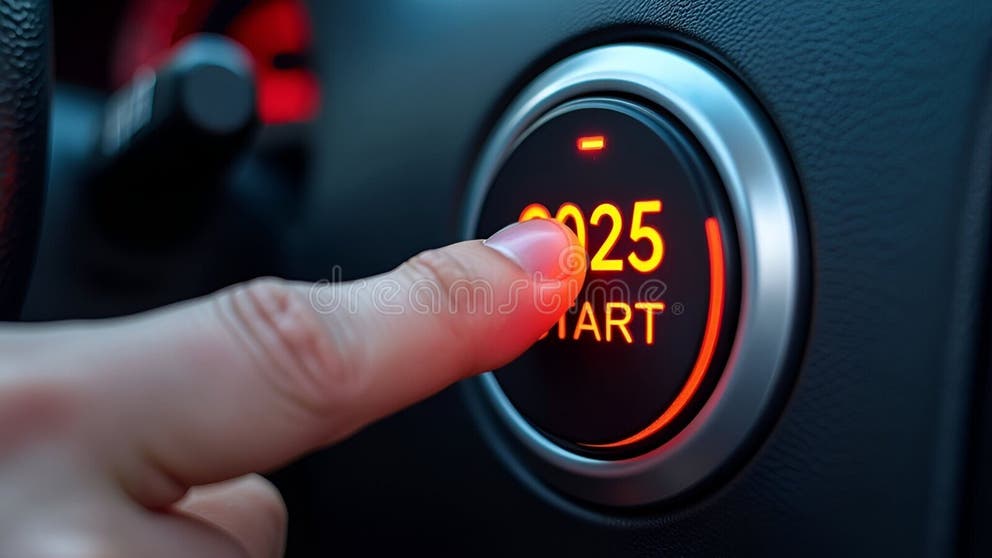 Start Button of the Car with the Numbers 2025 Stock Illustration ...