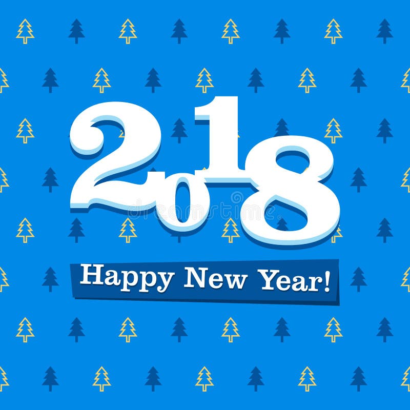 New Year 2018 Blue and White Icon Set Outline Pattern. New Year 2018 ...