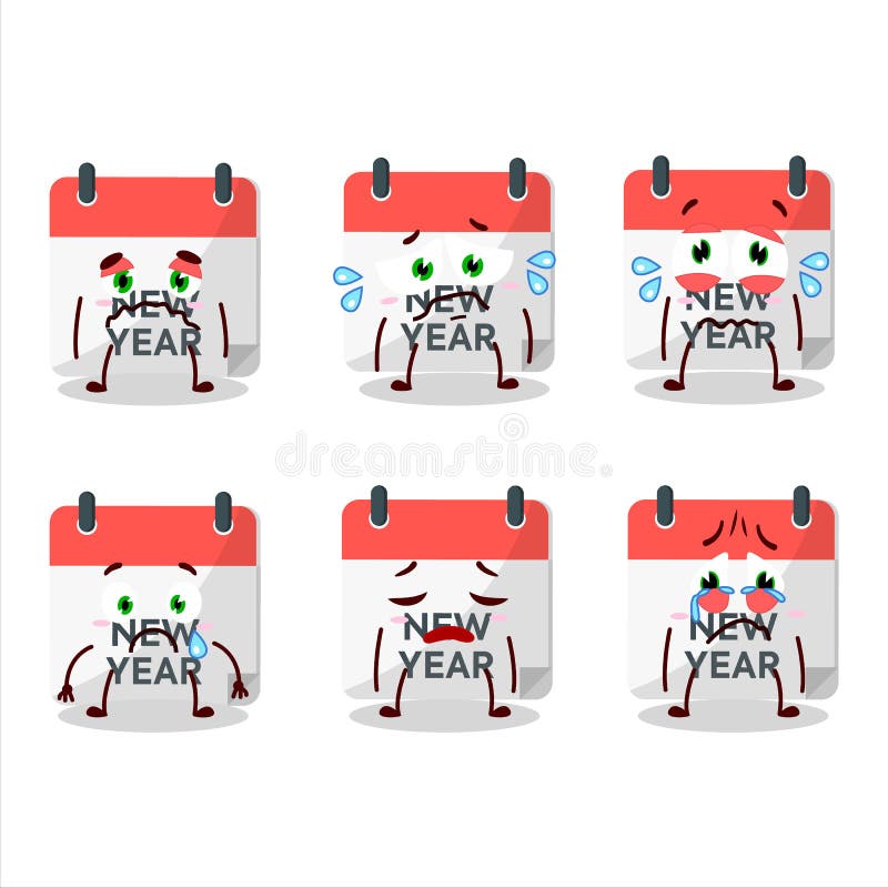 New Year Calendar Cartoon Character with Sad Expression Stock Vector ...