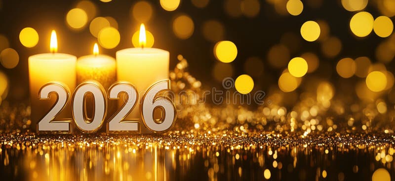 New Year 2026 Celebration Candles Golden Bokeh Background Stock Photos - Free & Royalty-Free ...