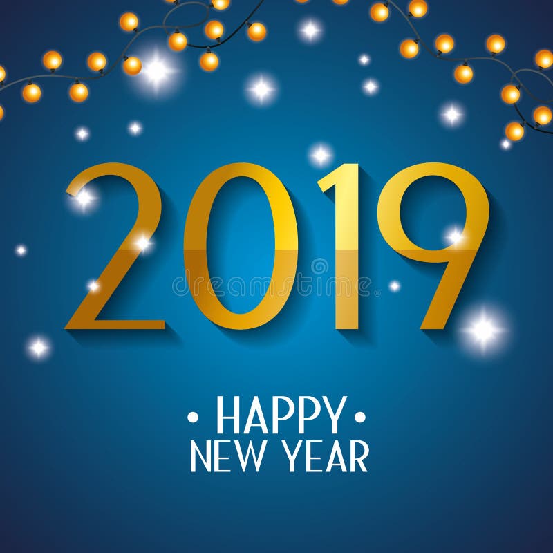New 2019 Year Celebration Event with Lights Stock Vector - Illustration ...