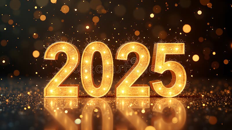 2025 New Year Celebration with Glowing Number. Concept of Beginning ...