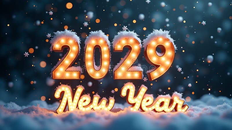 2029 New Year Celebration with Glowing Number. Concept of Beginning ...