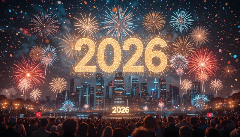 New Year 2026 Celebration stock illustration. Illustration of hope - 358460146