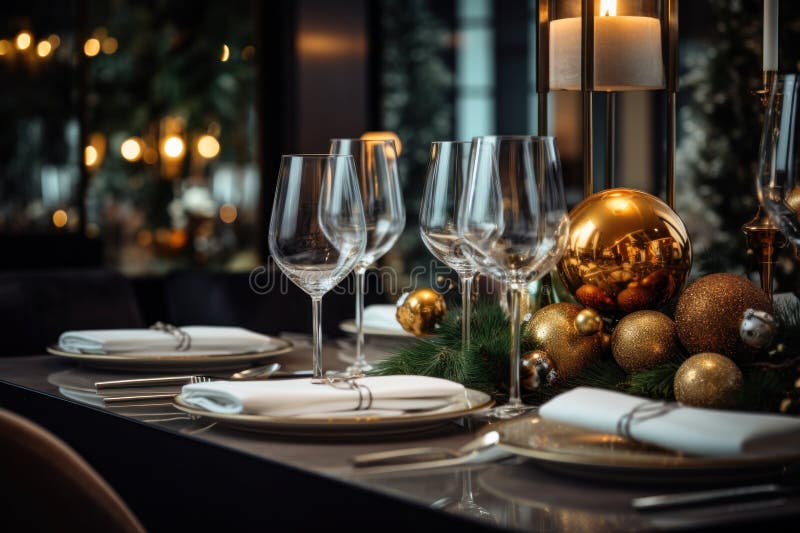 New Year Celebration, Restaurant Setting with a Touch of Class. Stock ...