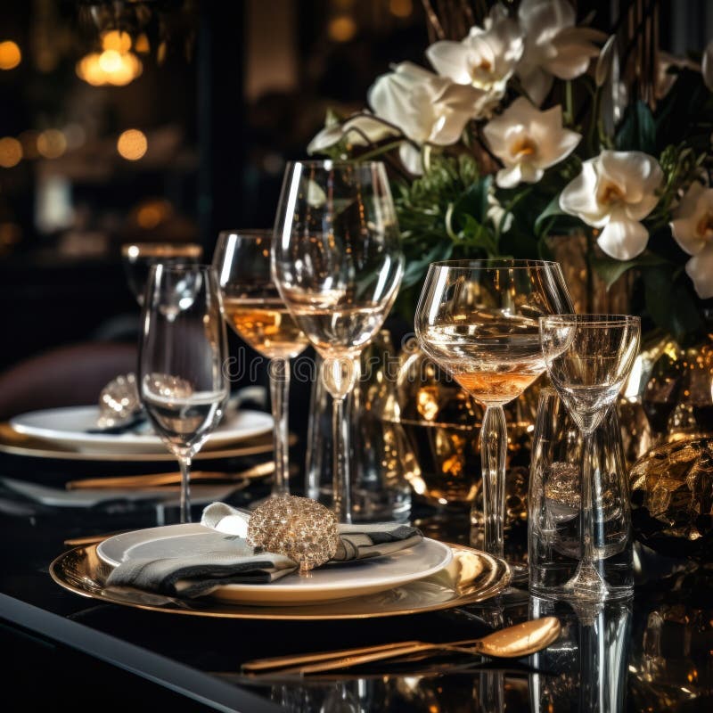 New Year Celebration, Restaurant Setting with a Touch of Class. Stock ...