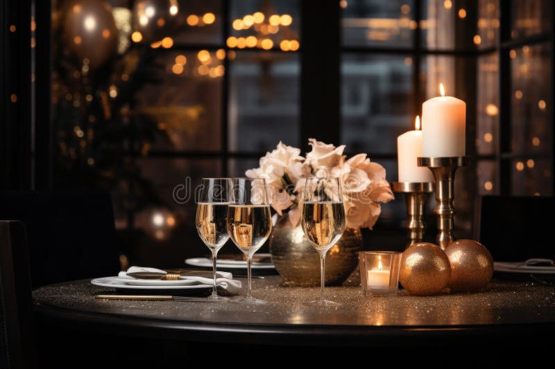 New Year Celebration, Restaurant Setting with a Touch of Class. Stock ...