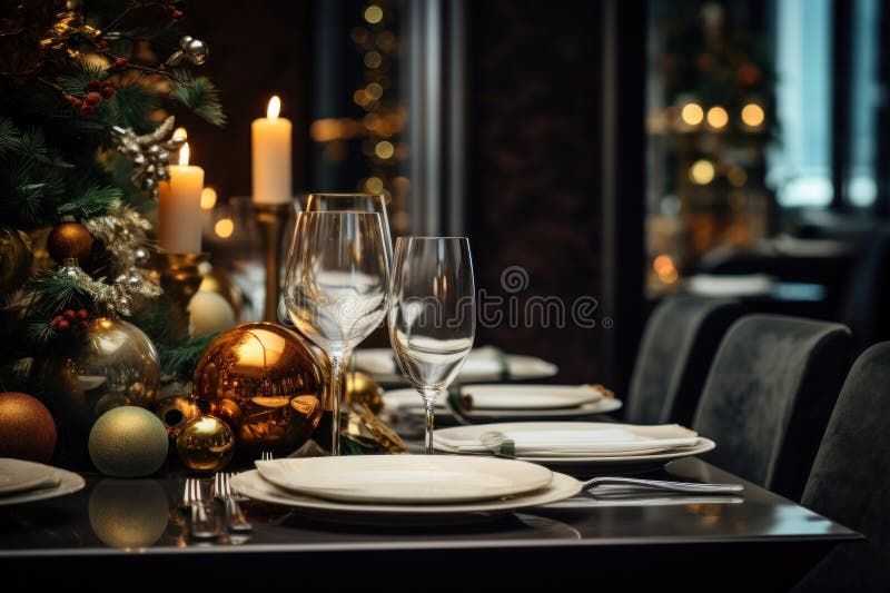 New Year Celebration, Restaurant Setting with a Touch of Class. Stock ...