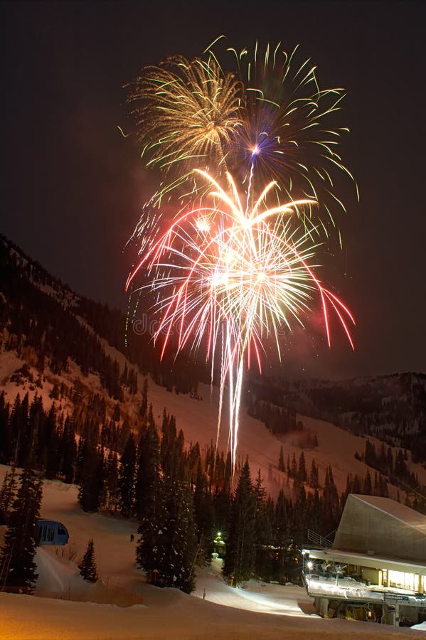 Ski Resort Fireworks stock photo. Image of year, freedom - 4261802