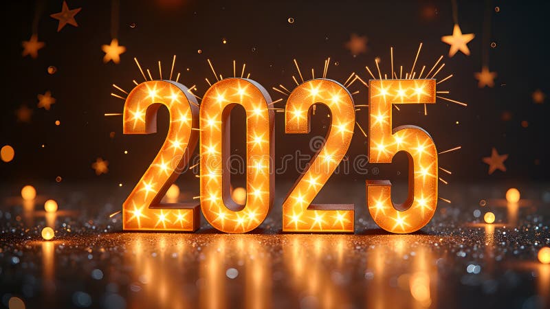 2025 New Year Celebration with Sparkling Lights. Concept of Future ...