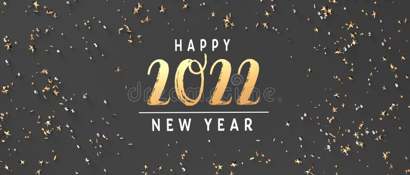 2022 New Year Celebration Theme with Confetti - 3D Stock Illustration ...