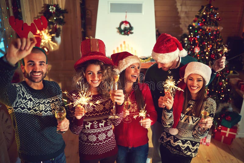 New Year Celebration Together Stock Photo - Image of midnight, glasses ...