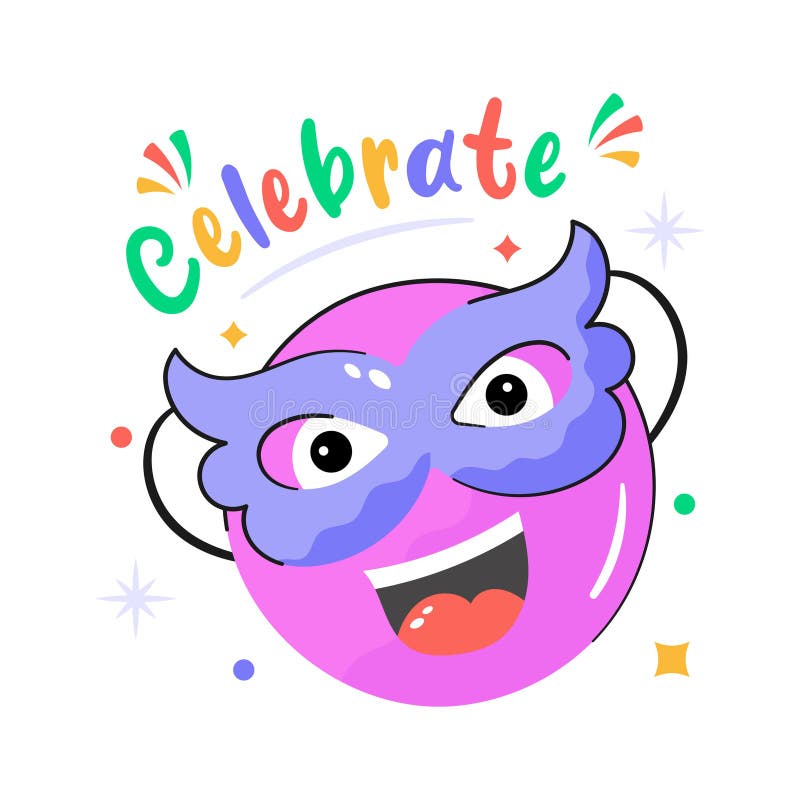 New Year Celebrations Sticker Design in Modern Handy Style Stock ...