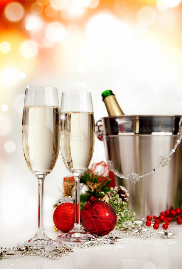 Champagne Glasses Ready To Bring in the New Year Stock Image - Image of ...