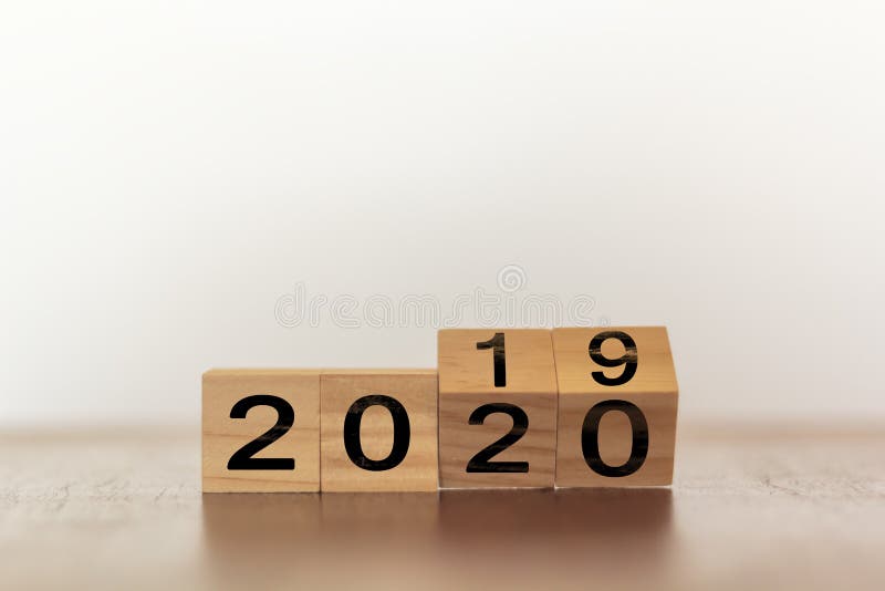 New Year 2019 Change To 2020. Wooden Cubes with Copy Space Stock Image ...