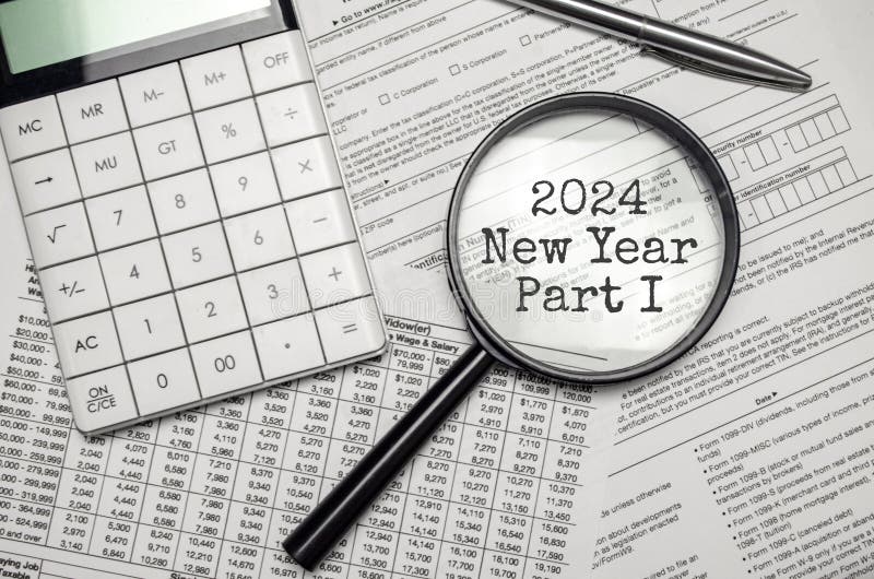 2024 NEW YEAR CHAPTER ONE Word on Magnifying Glass with Calculator and ...
