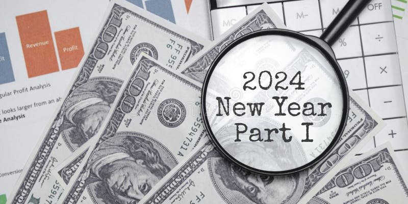 2024 NEW YEAR CHAPTER ONE Word on Magnifying Glass with Dollars and ...