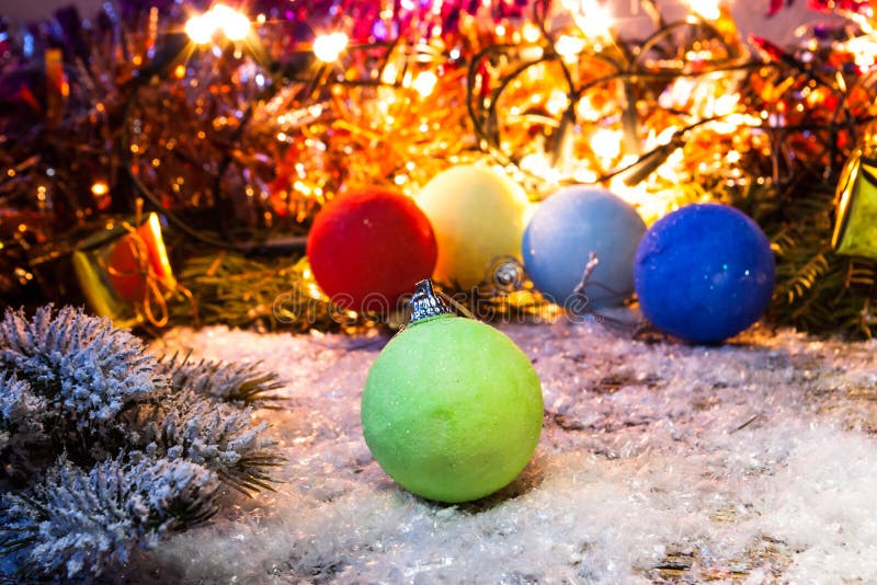 New Year, Christmas Background with Multi Color Christmas Decorations ...