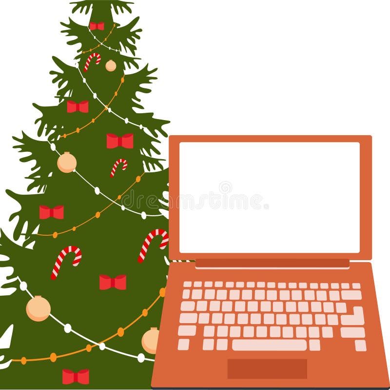 New Year or Christmas. Computer, Space for Text.Christmas Decorations ...