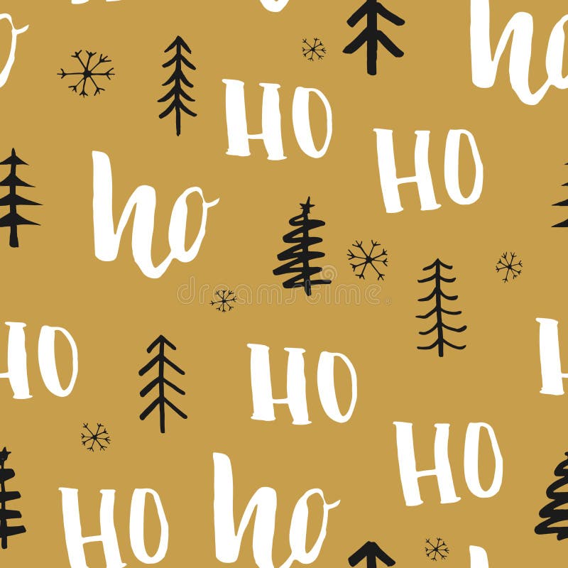 New Year and Christmas Seamless Pattern, with Ho Ho Ho Hand Drawn ...