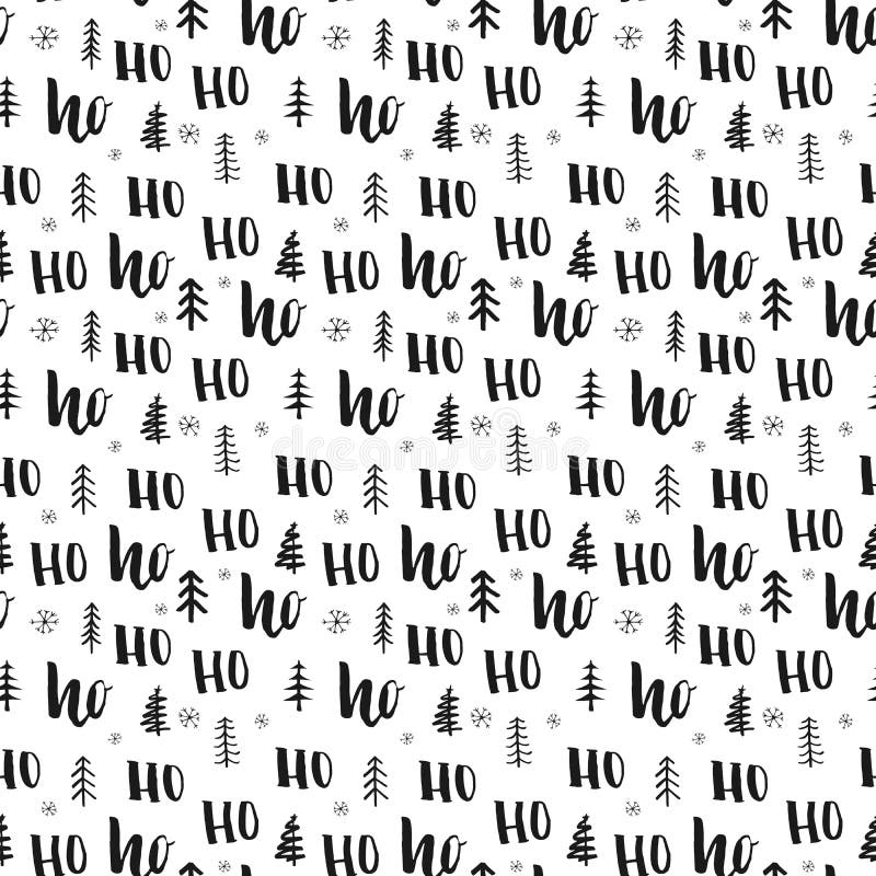 New Year and Christmas Seamless Pattern, with Ho Ho Ho Hand Drawn ...