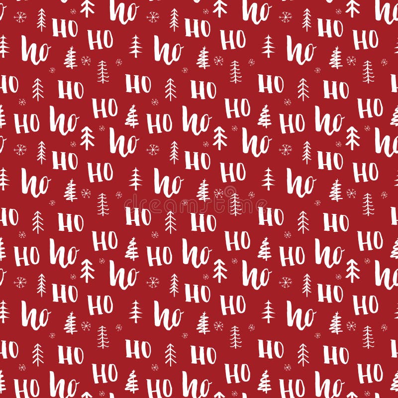 New Year and Christmas Seamless Pattern, with Ho Ho Ho Hand Drawn ...