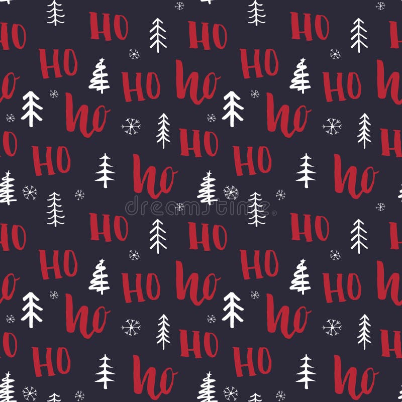 New Year and Christmas Seamless Pattern, with Ho Ho Ho Hand Drawn ...