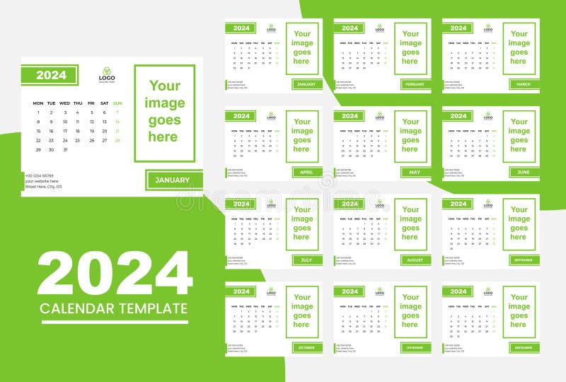 2024 New Year Clean Calendar Template. Stock Vector - Illustration of ...