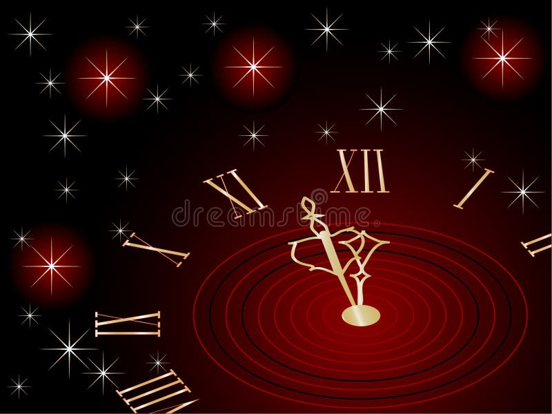 New Year clock stock vector. Illustration of alarm, gold - 16734985