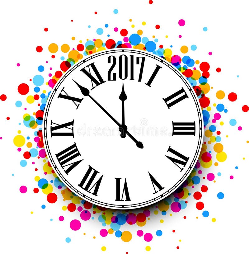 2017 New Year Clock Background. Stock Vector - Illustration of paint ...