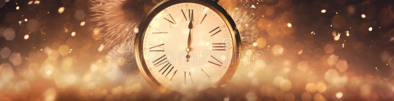 A New Year Clock with Fireworks Around it Stock Illustration ...