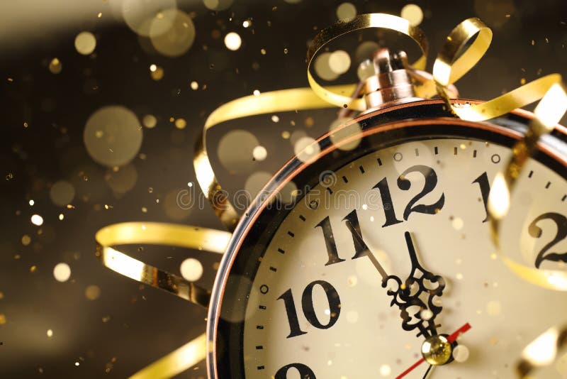 New Year Clock before Midnight Stock Photo - Image of close, background ...