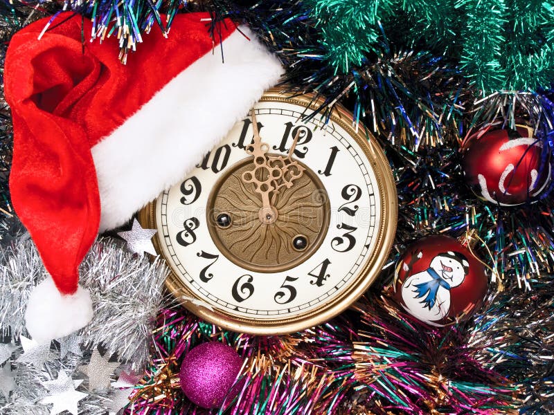 New Year Clock stock photo. Image of hour, background - 22018394