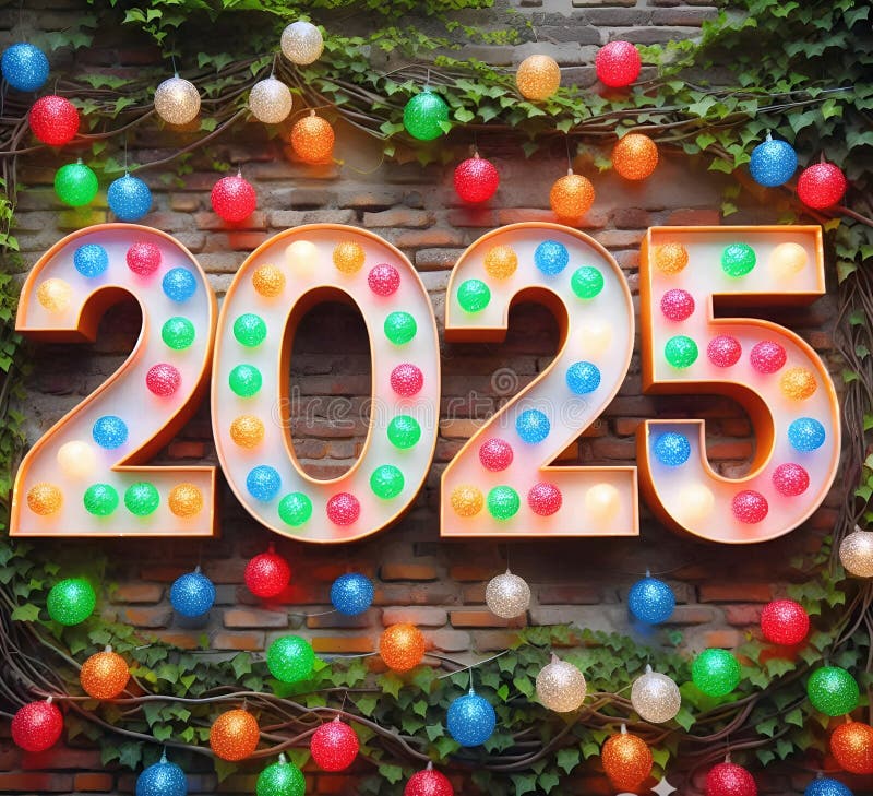2025 New Year Colored Numbers, a Holiday Created by AI Stock Photo ...