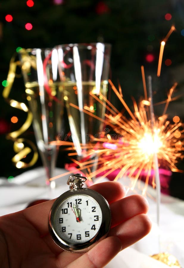 2023 New Year - Clock and Fireworks - Countdown To Midnight Stock Image ...