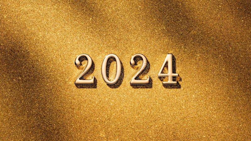 2024 Golden Numbers on Snow with Bokeh Lights on Background. Happy New ...