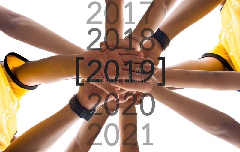 Hand Boom of Team Work from Bottom View Stock Image - Image of unity ...