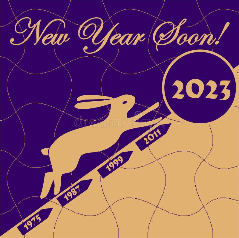Symbol Of 2023 Rabbit Runs Uphill New Years Is Soon Vector Stock Vector Illustration Of