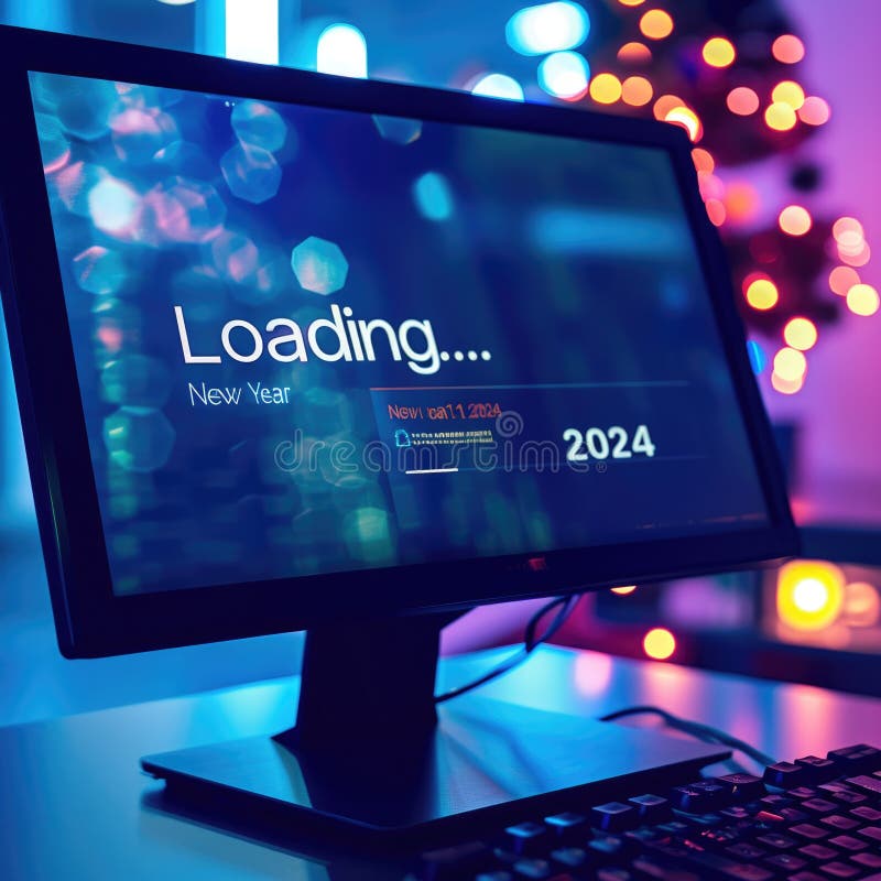 New Year 2024 on Computer Screen. New Year 2014 is Coming Stock ...