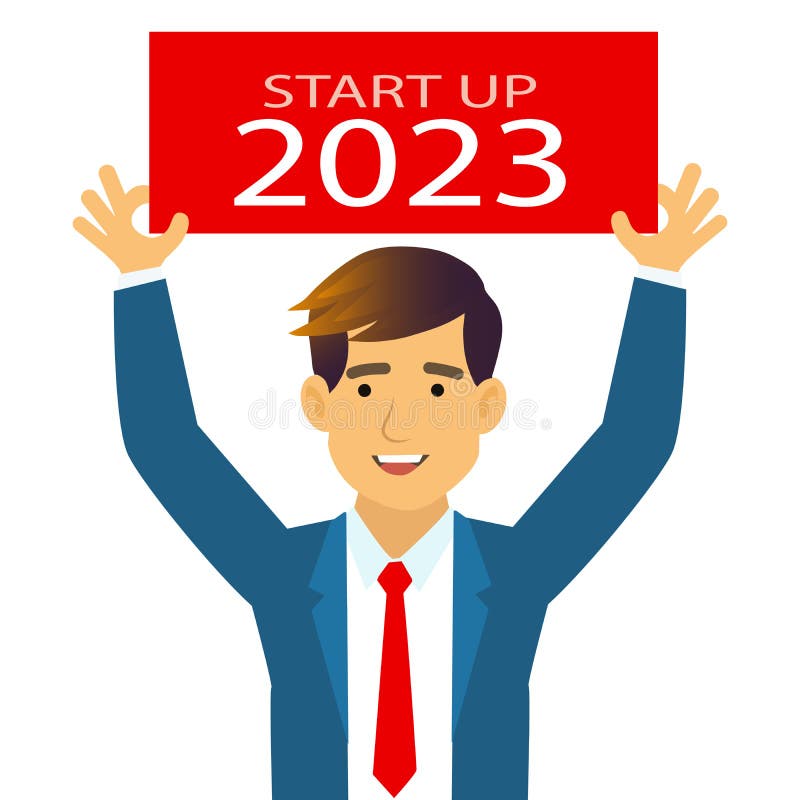 2023 New Year Concept. Businessman Holding Up Start Up 2023 Stock ...