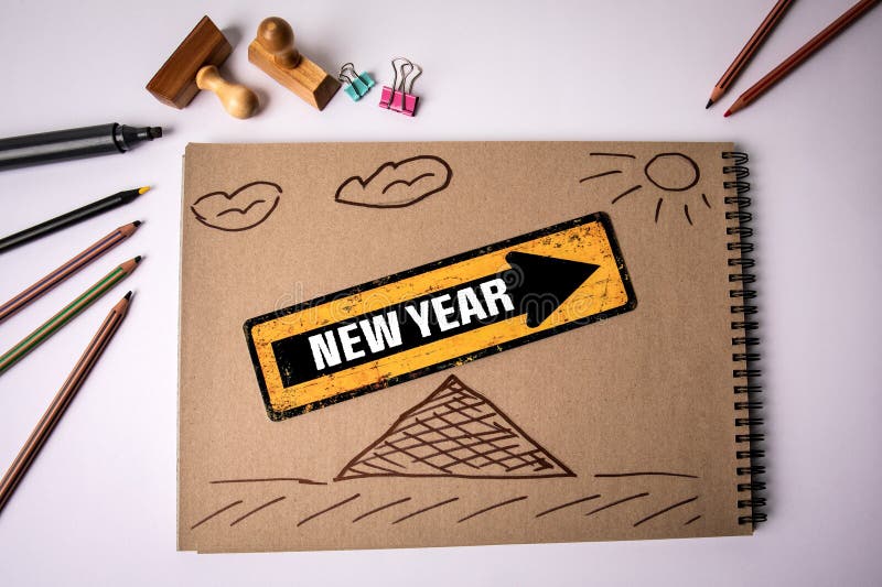 New Year Concept. Direction Development Arrow with Text on Office Desk ...