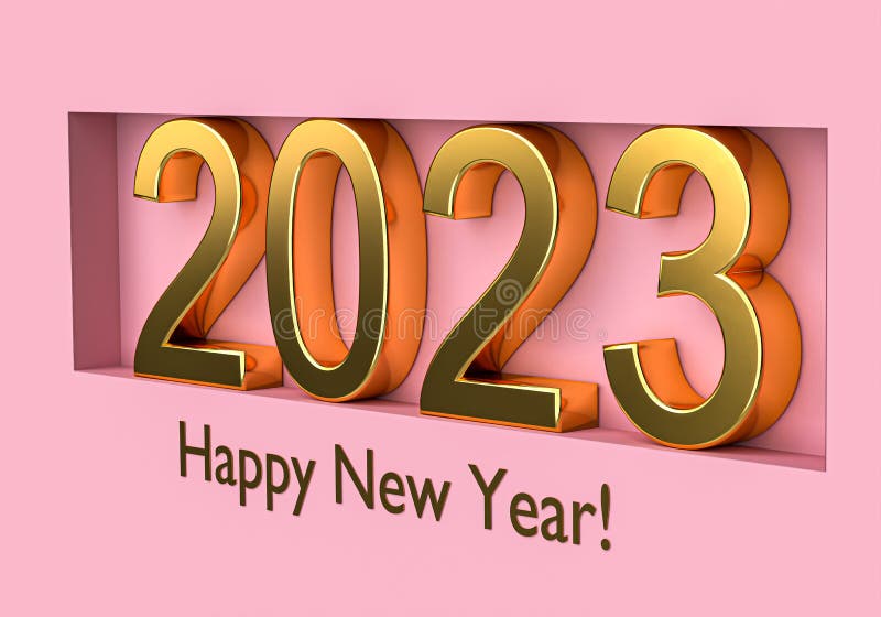 New Year Concept. Gold Numbers 2023 on Pink Background Stock ...