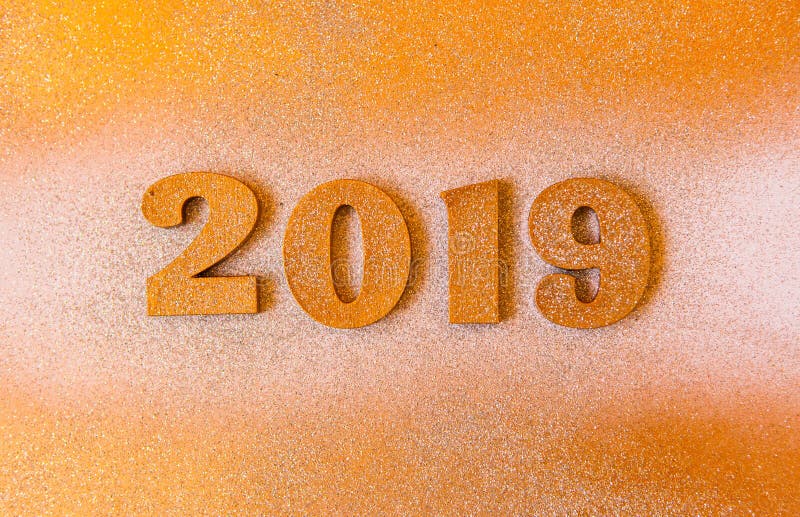 New Year Concept. Happy New Year Banner with Gold 2019 Numbers ...