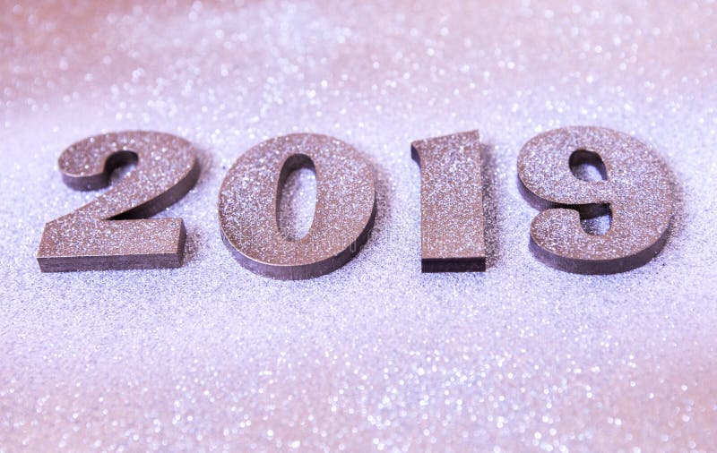 New Year Concept. Happy New Year Banner with Gold 2019 Numbers ...