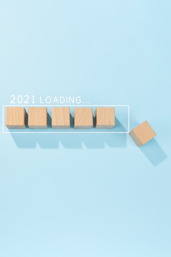 New Year Concept - 2021 Loading on a Blue Background Stock Photo ...